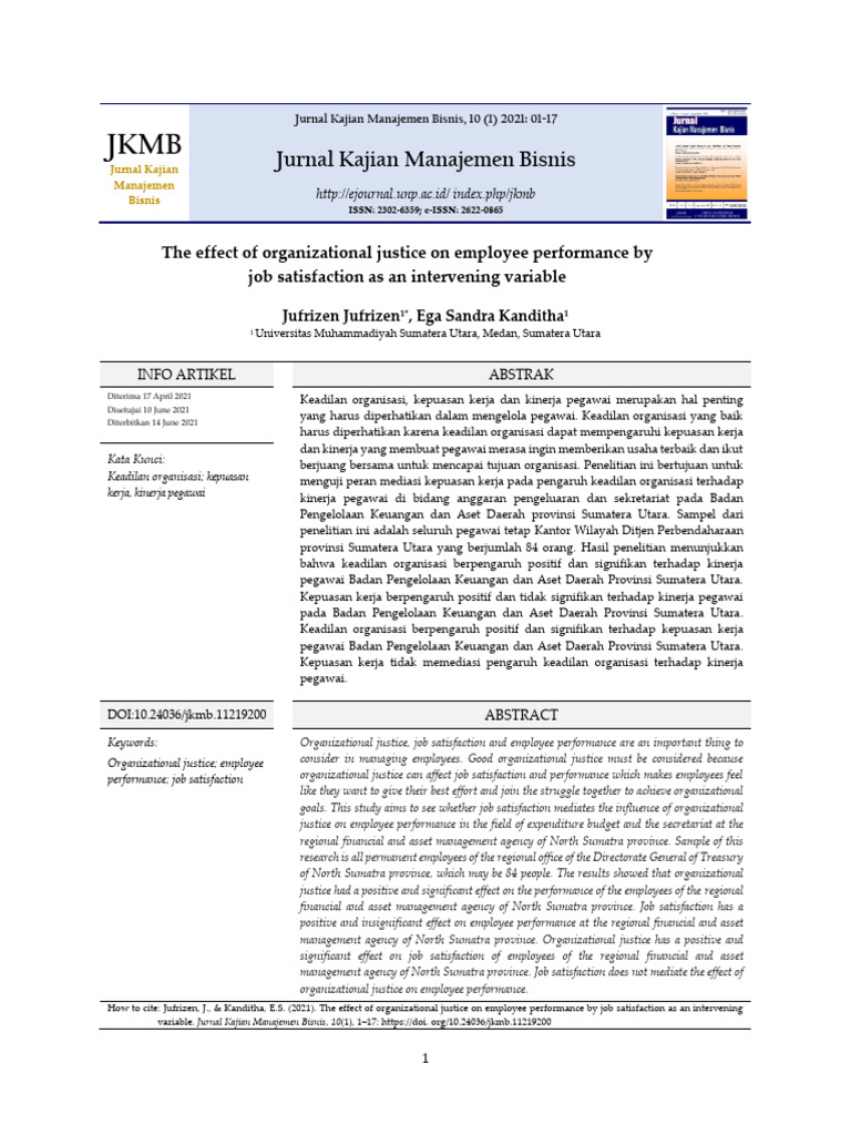Anwar - Luthans-The Effect of Organizational Justice On Employee Performance by Job Satisfaction ...