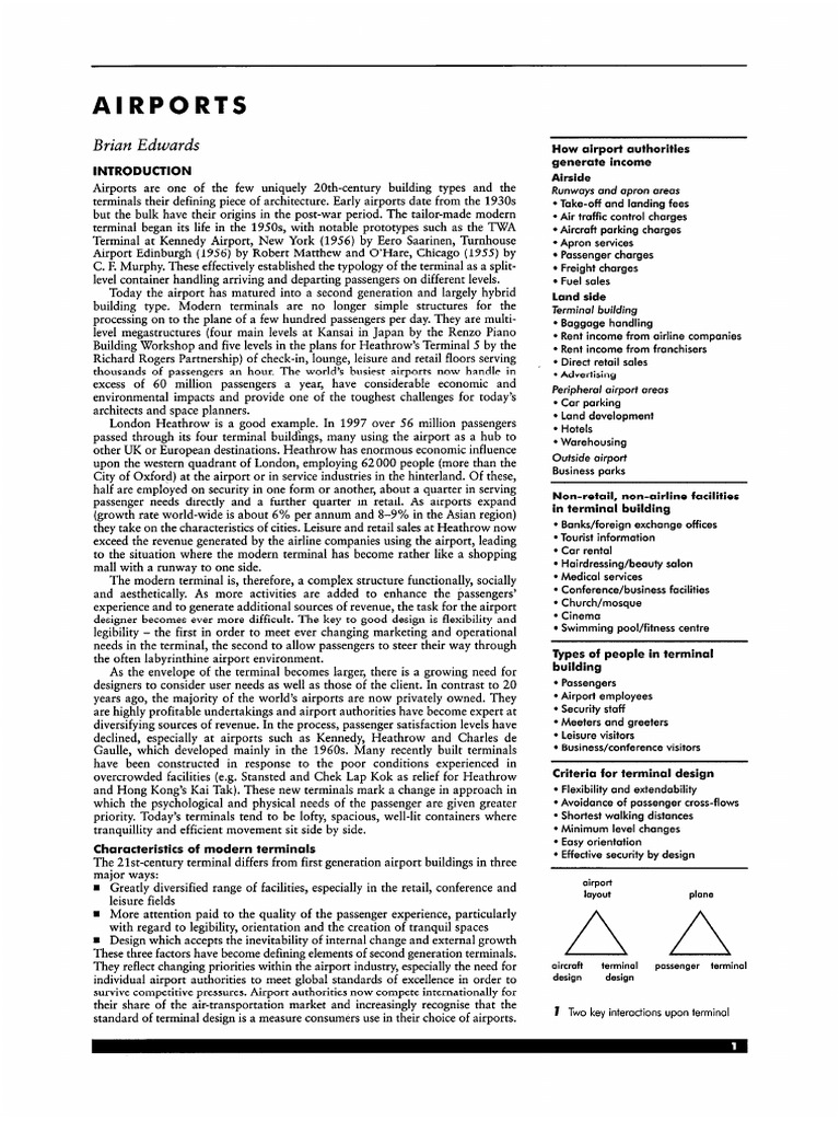 Airports - The Architects' Handbook (2002, Wiley-Blackwell) | PDF