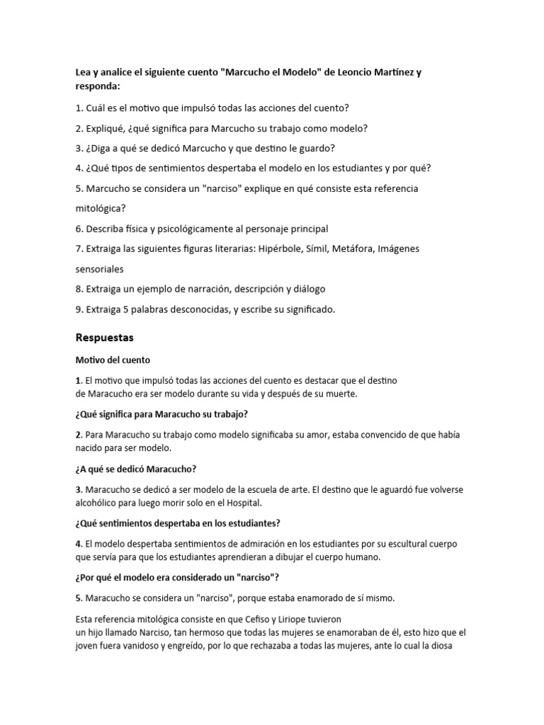 Marcucho - Cuestionario 3er año | PDF