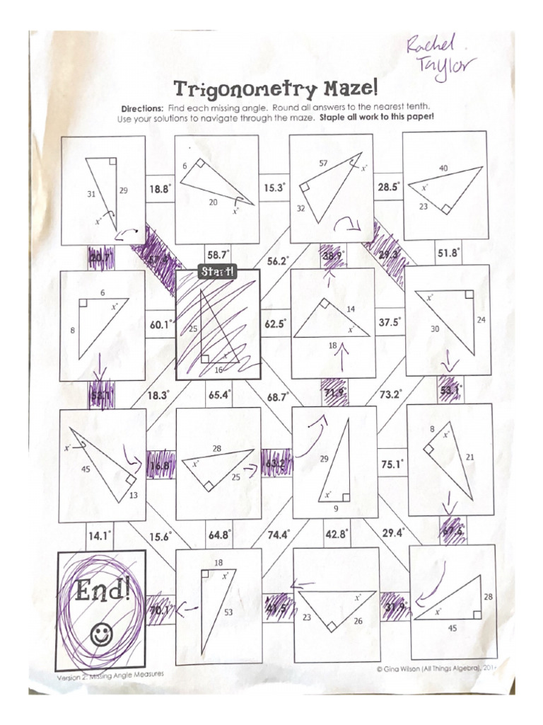 Classifying Triangles Maze Answer Key Version 2