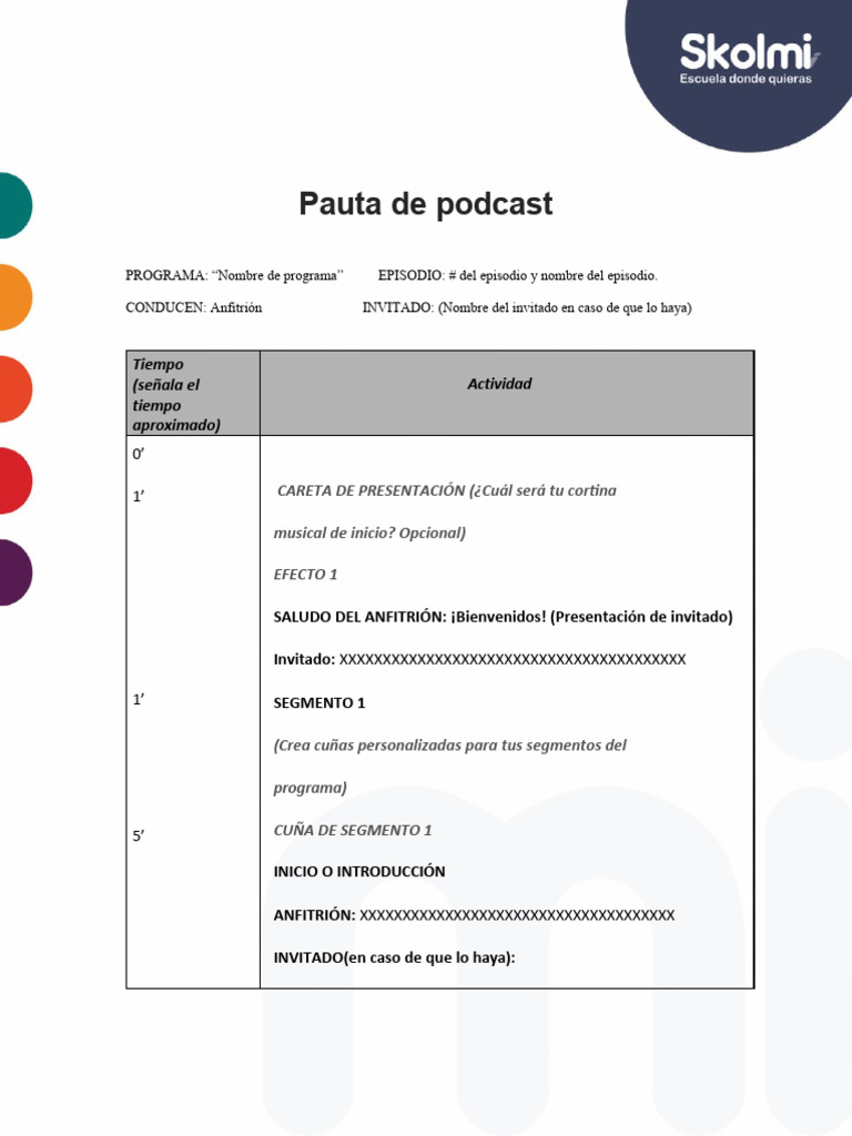 Ejemplo de Guión Podcast.docx | PDF
