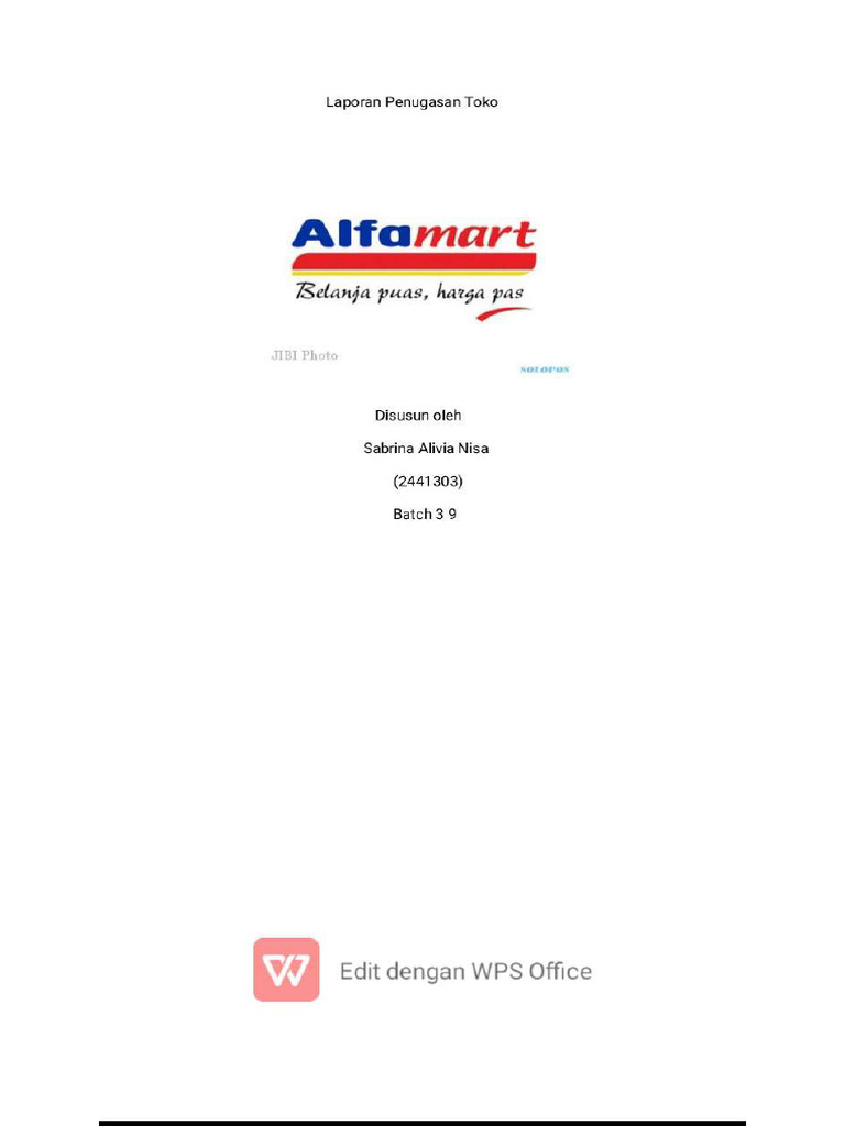 Penugasan - Sabrina Alivia Nisa - Alfamart Curug Sewu | PDF