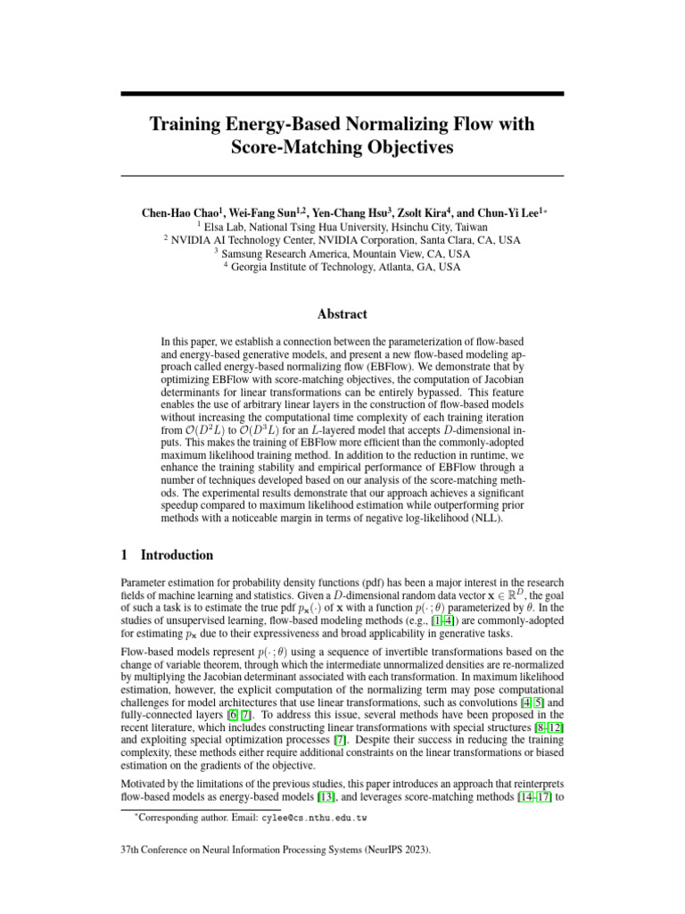 NeurIPS 2023 Training Energy Based Normalizing Flow With Score Matching Objectives Paper ...