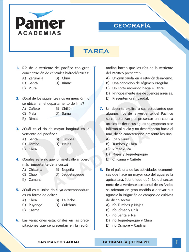 Geografia - Tarea Sem 20 | PDF | Río | Hidrografía