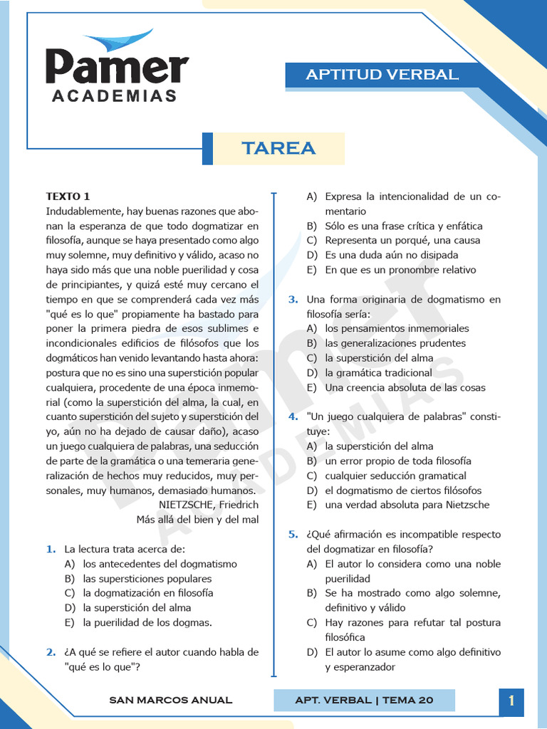 AV - Tarea Sem 20 | Descargar gratis PDF | Supersticiones