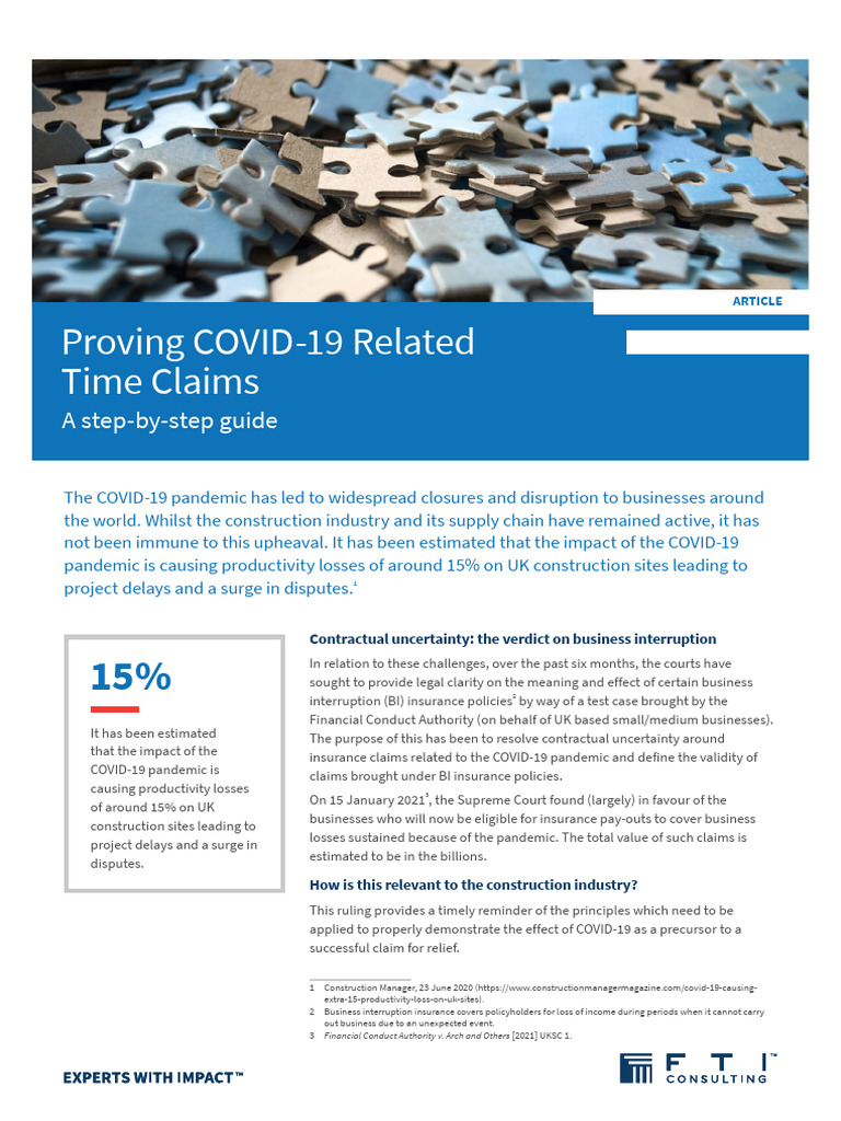 FTI Consulting Proving Covid 19 Related Time Claims | PDF | Insurance ...