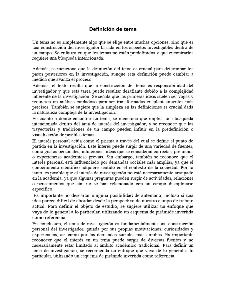 Cómo Definir un Tema de Investigación | PDF | Conocimiento | Cognición