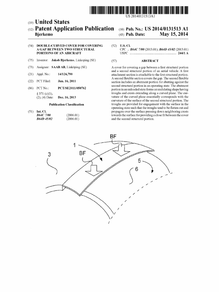 US20140131513A1 Double-Curved Cover For Covering A Gap Between Two ...