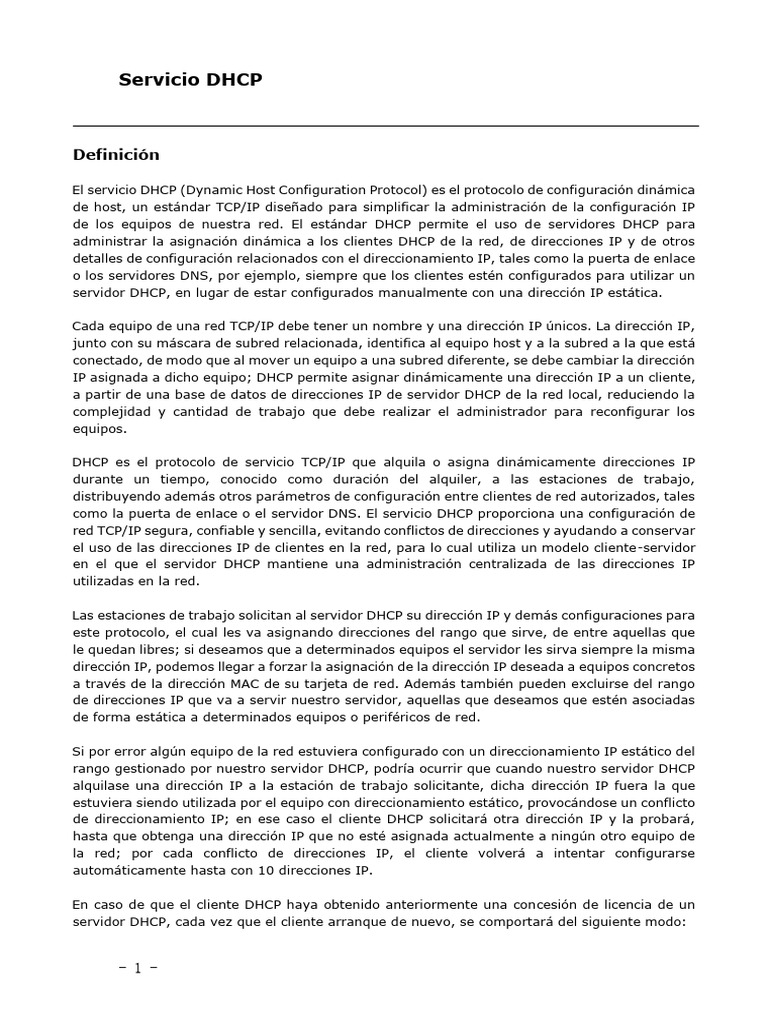 w2k3 Servicio DHCP | Descargar gratis PDF | Dirección IP | Red de computadoras