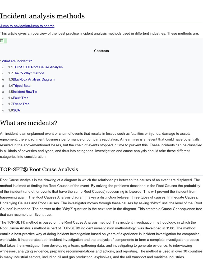Incident Analysis Methods | PDF