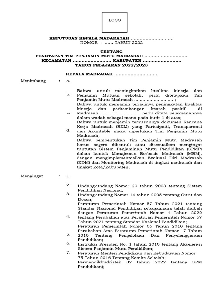 SK Tim Penjamin Mutu | PDF