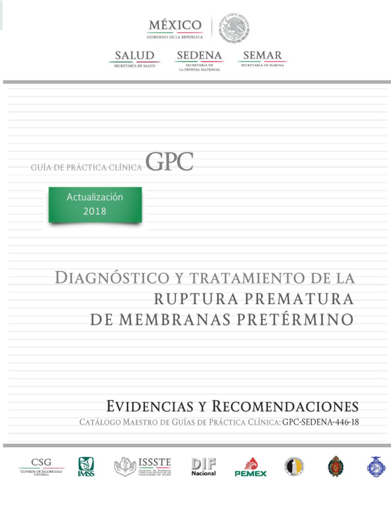 Ruptura prematura de membranas pretermino GPC ER 2018 | PDF