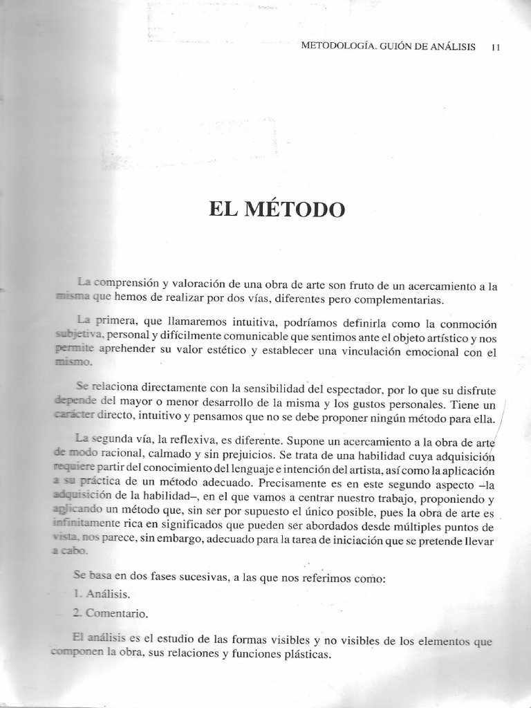 Análisis Y Comentario De La Obra De Arte Pdf