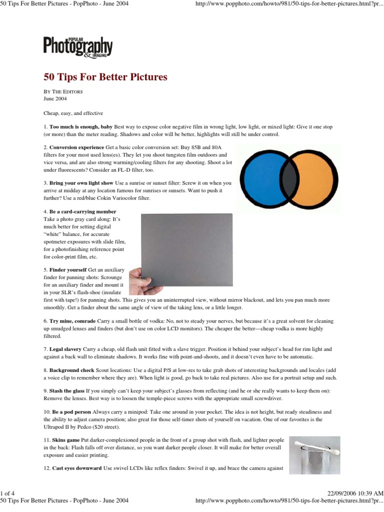 50 Tips For Better Pictures - PopPhoto - June 2004 | PDF | Camera ...