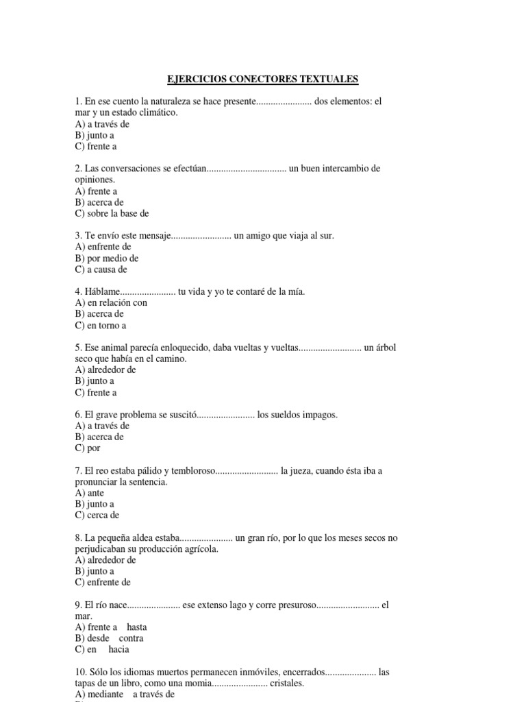 Ejercicios de Conectores Textuales | PDF