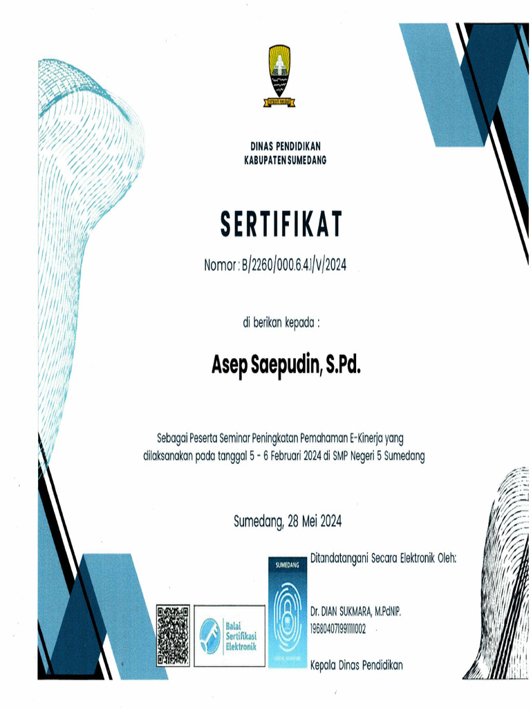 Sertifikat Asep | PDF