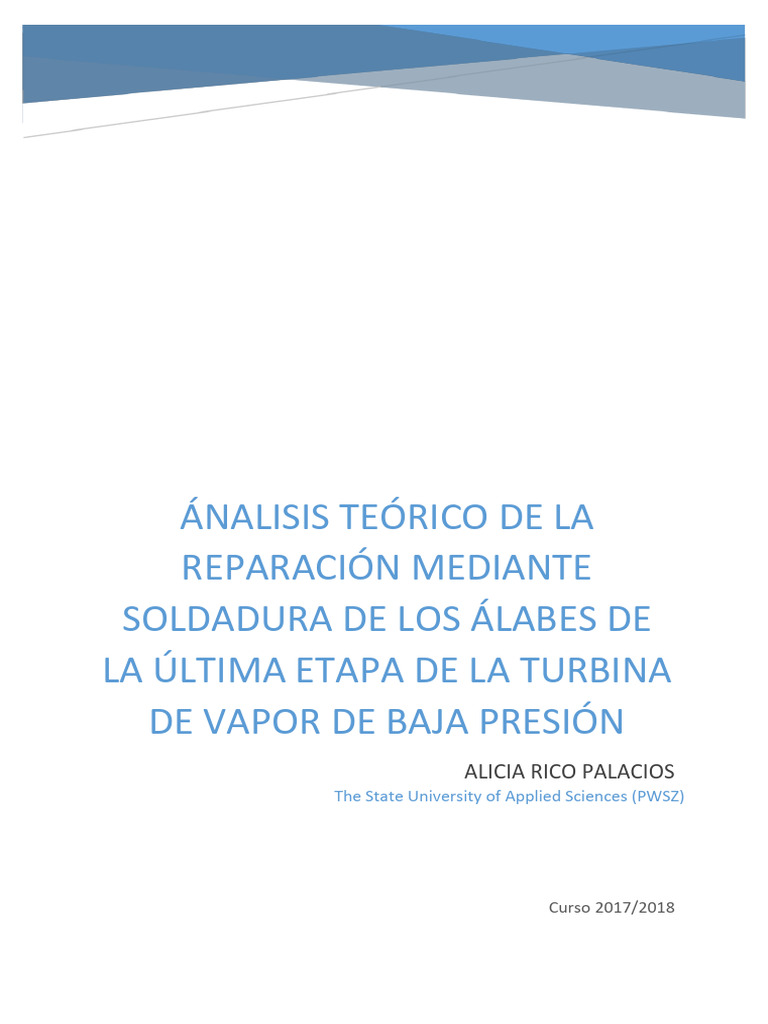 TFG_ResumenAliciaRicoPalacios | PDF | Turbina | Soldadura