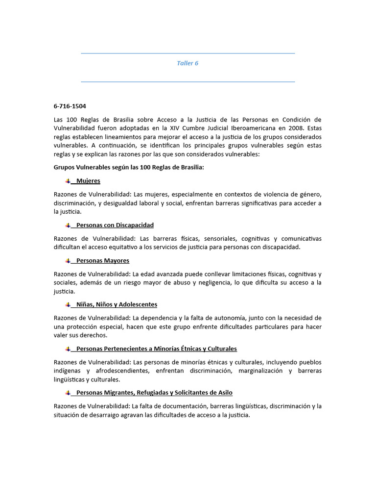 Taller 6 | PDF | Discriminación | Invalidez