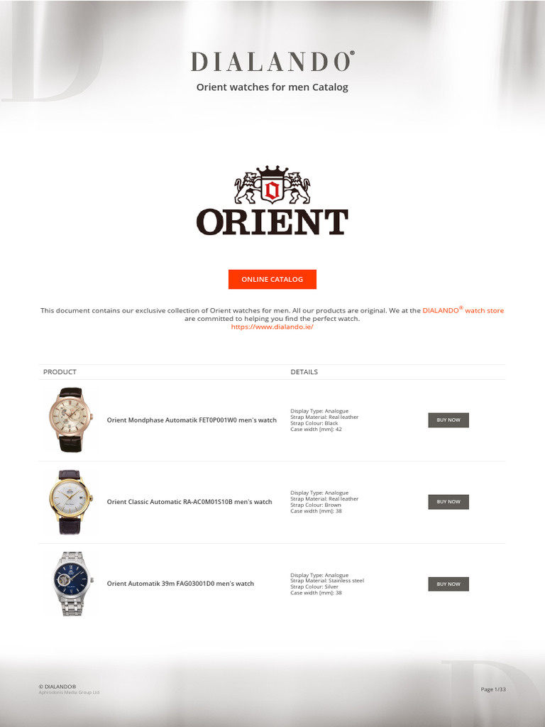 Orient Watches For Men Catalog | PDF