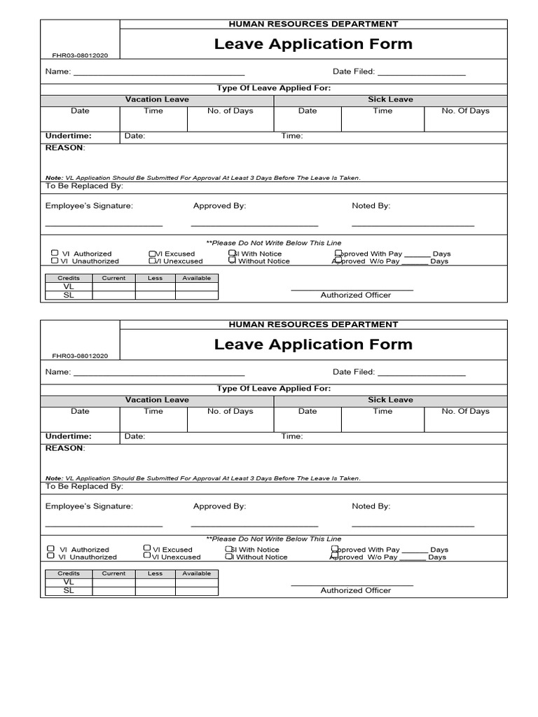 FHR17 - Leave Application Form | Download Free PDF | Employee Benefits ...