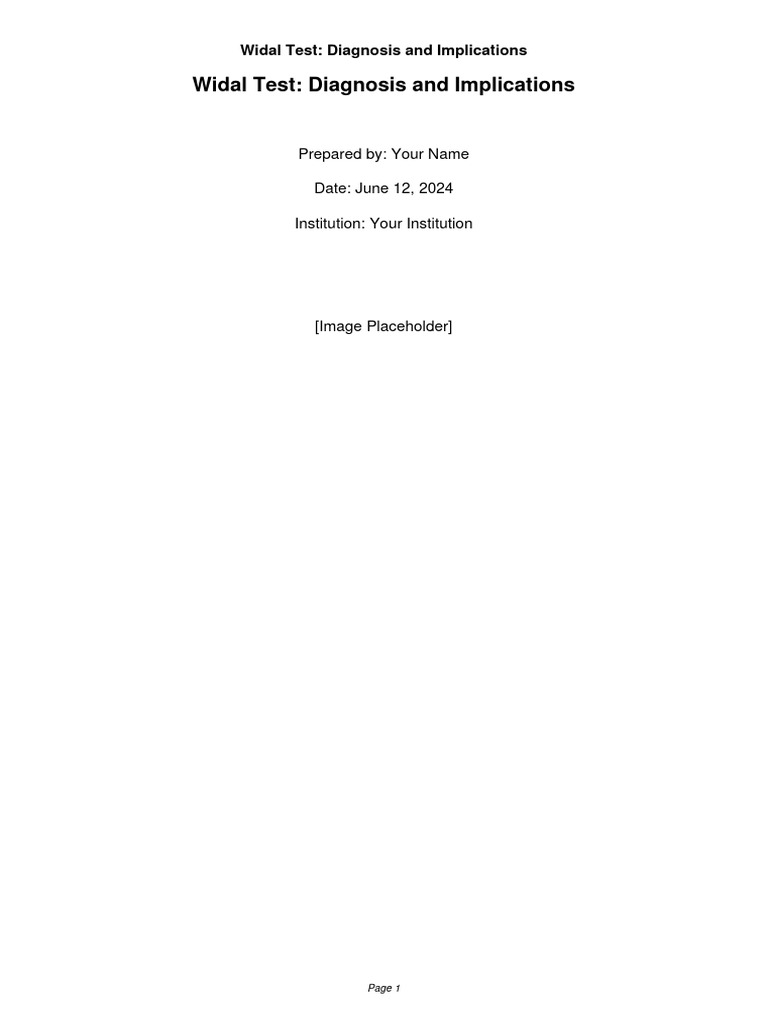 Widal Test Project | PDF | Medical Diagnosis | Clinical Medicine