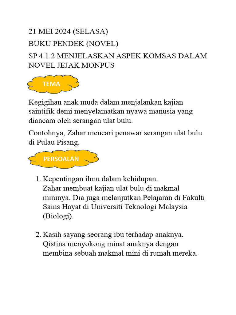 21 Mei 2024 Tema & Persoalan Jejak Monpus | PDF