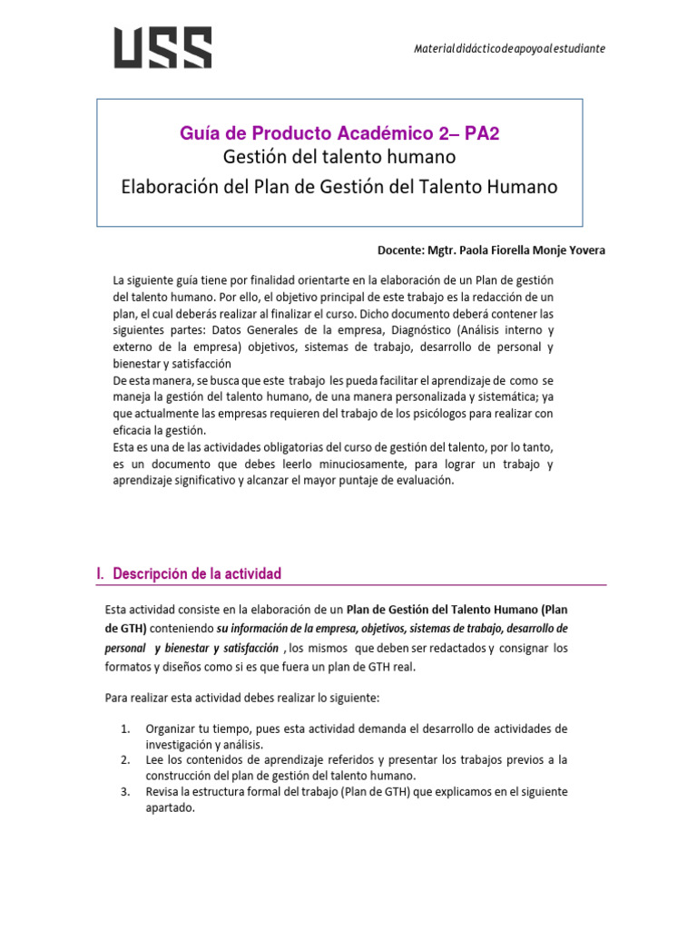 Guia de Producto Academico 2 - GTH | PDF | Business | Reclutamiento