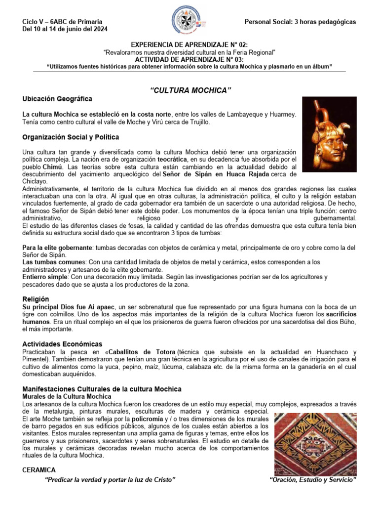 Cultura Mochica: Diversidad y Logros | PDF