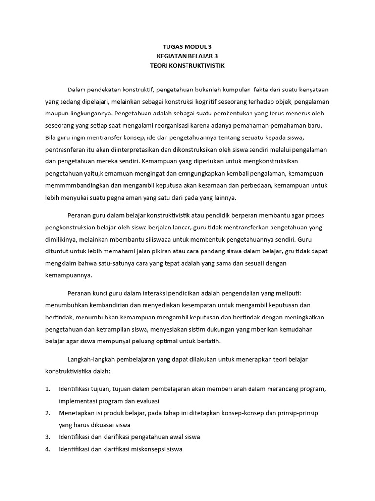 Tugas M3 KB 3 Teori Konstruktivistik | PDF