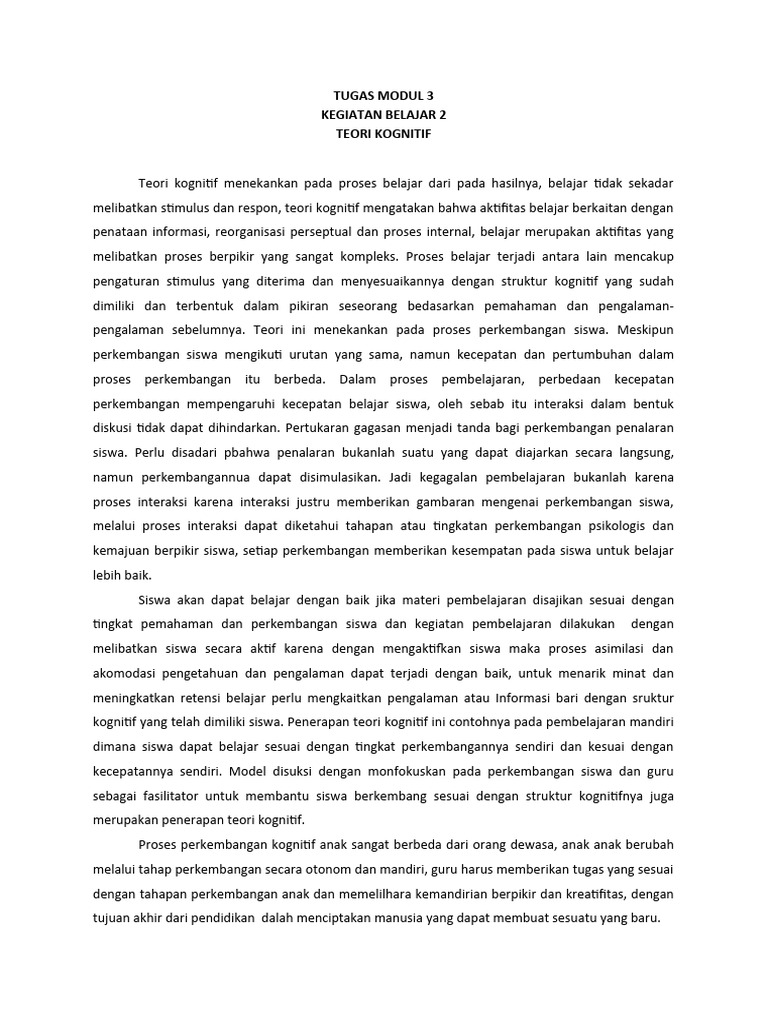 Tugas M3 KB 2 Teori Kognitif | PDF