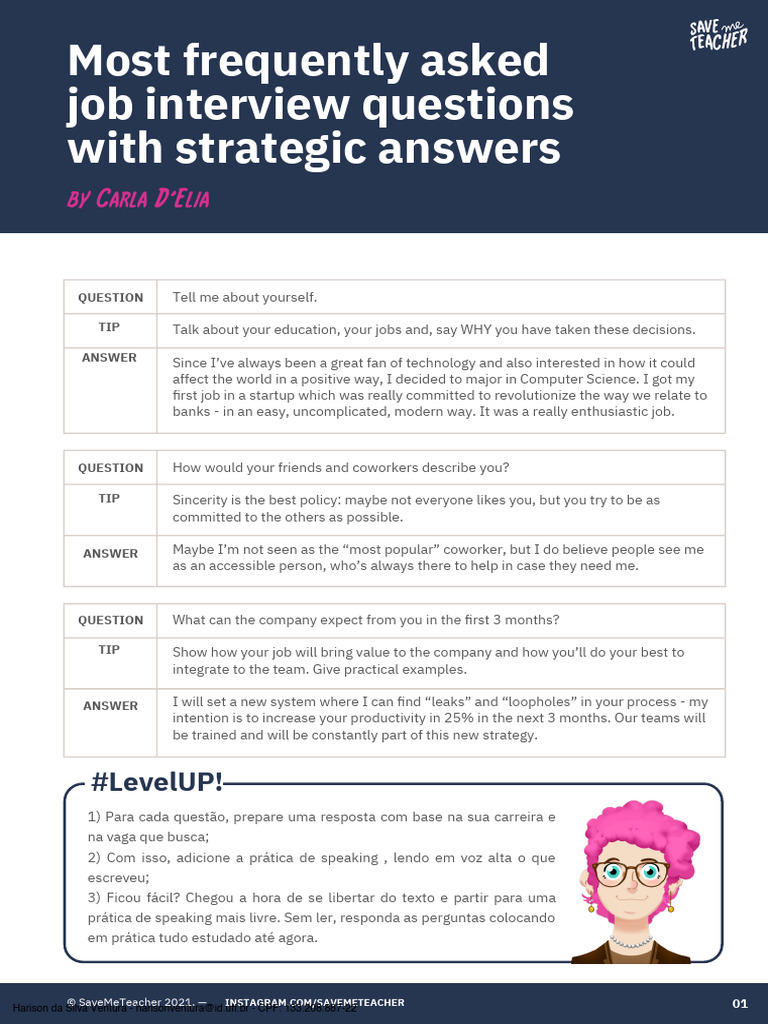 Save My Job Interview - Most Frequently Asked Job Interview Questions ...