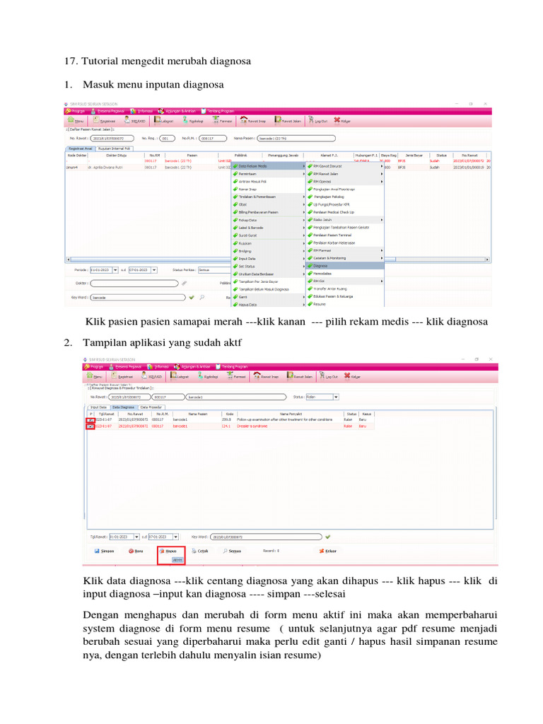 Tutorial Mengedit Menghapus Data Diagnosa | PDF