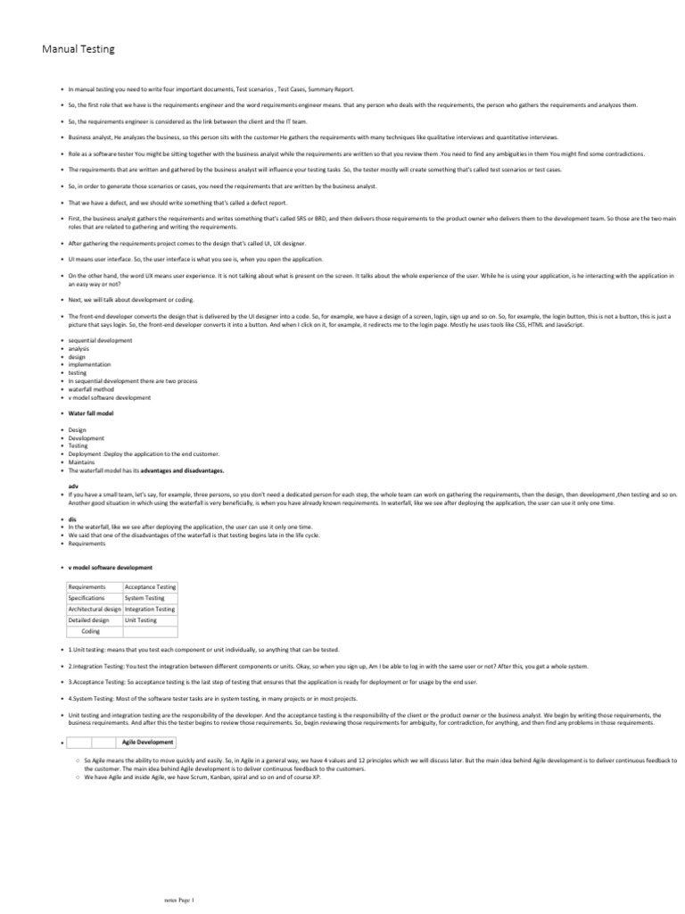 mannual testing notes | PDF | Software Testing | Software Bug