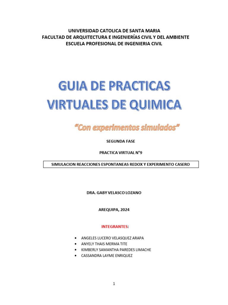 Practica Virtual 9. Simulacion Reacciones Redox | PDF | Redox | Corrosión