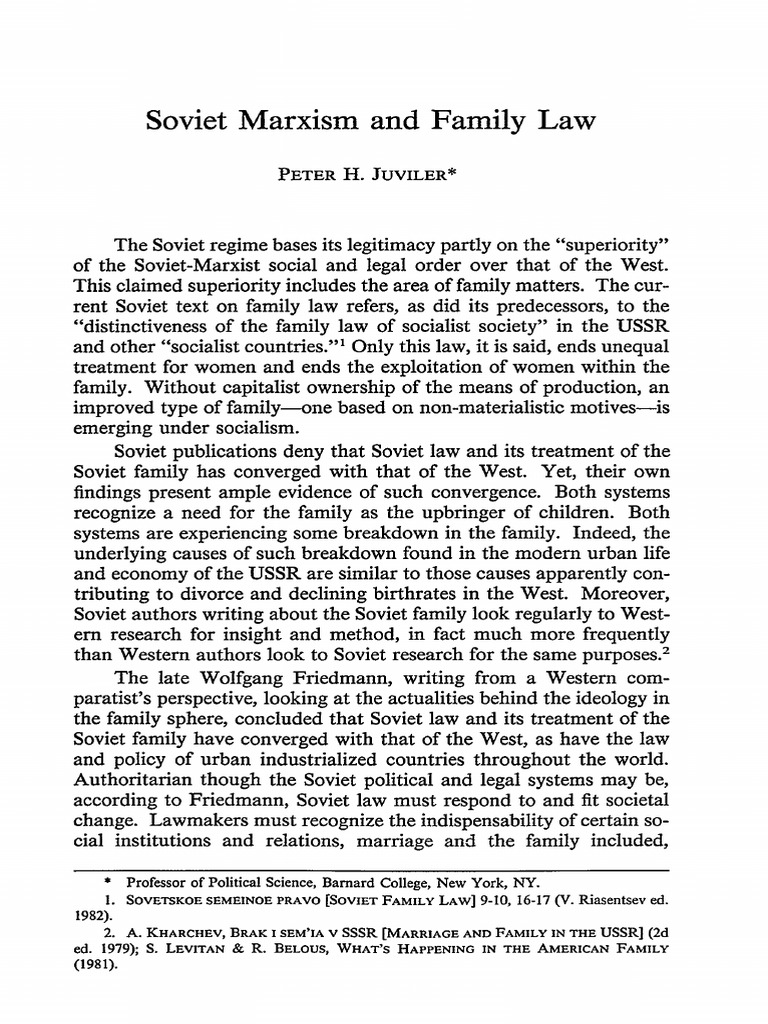 Juvile Soviet Marxism and Family Law | PDF | Soviet Union | World Politics