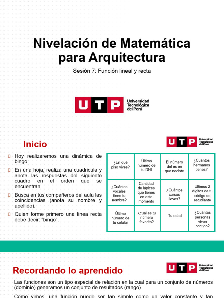 S07.s7-Función Lineal y Recta | PDF | Pendiente | Línea (geometría)