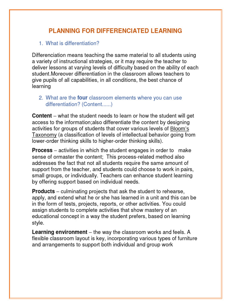 Differenciation in A Lesson Planning | PDF | Differentiated Instruction ...