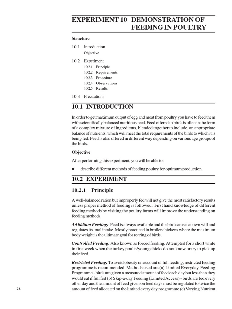 Experiment 10 | PDF | Poultry Farming | Poultry