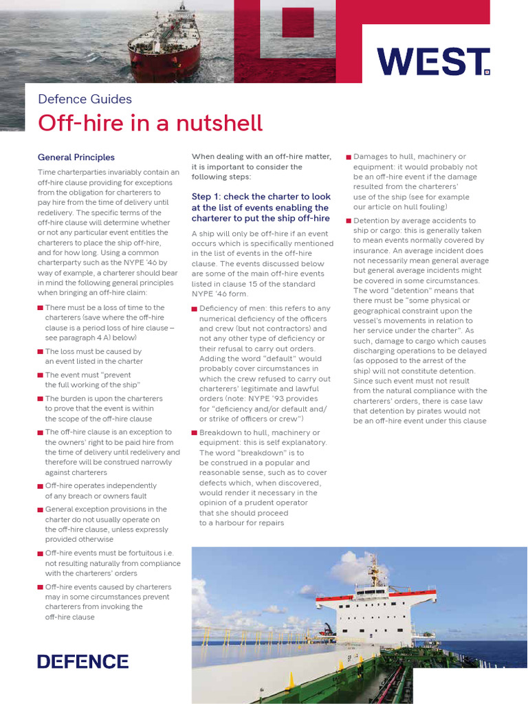 Defence-Guide Off-Hire 4pp AW | Download Free PDF | Breach Of Contract | Ships
