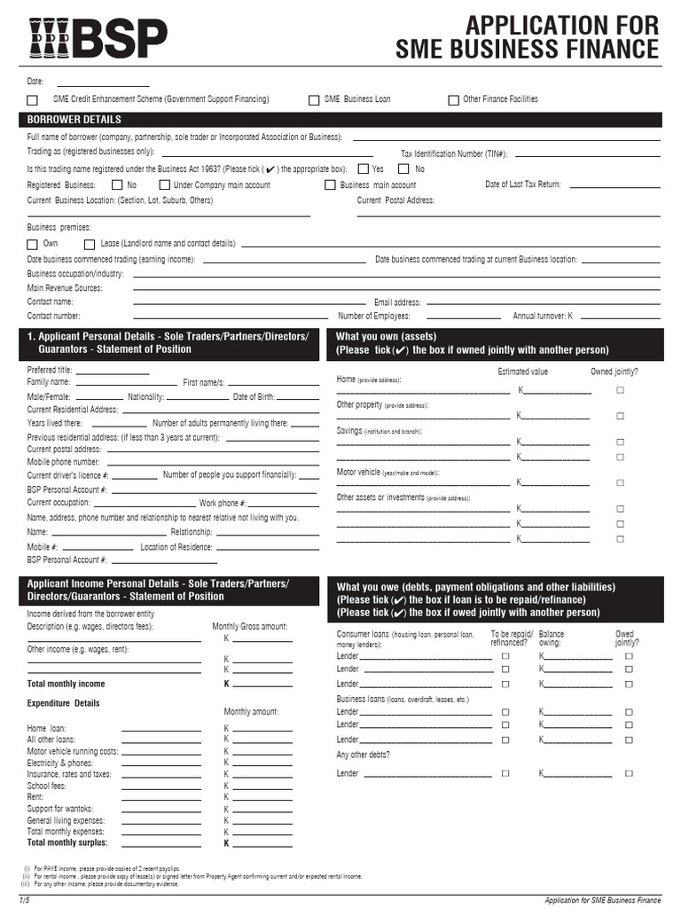 SME Application For SME Business Finance | PDF | Loans | Refinancing
