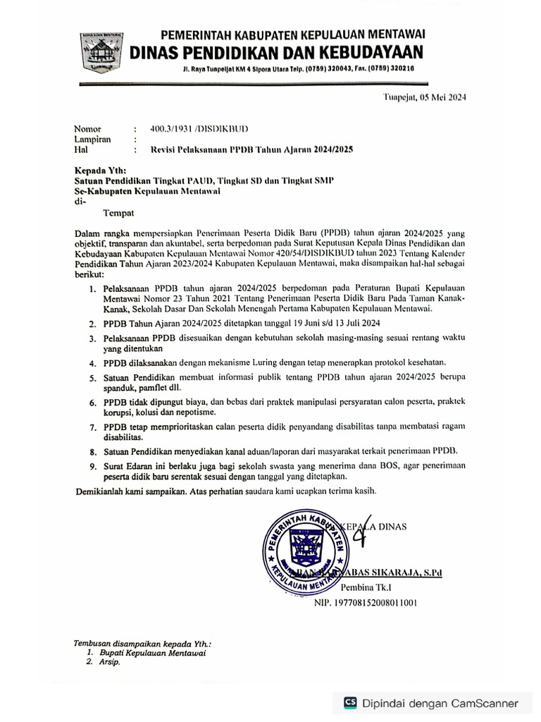 REVISI PELAKSANAAN PPDB TA. 2024.2025 | PDF REVISI PELAKSANAAN PPDB TA. 2024.2025 | PDF