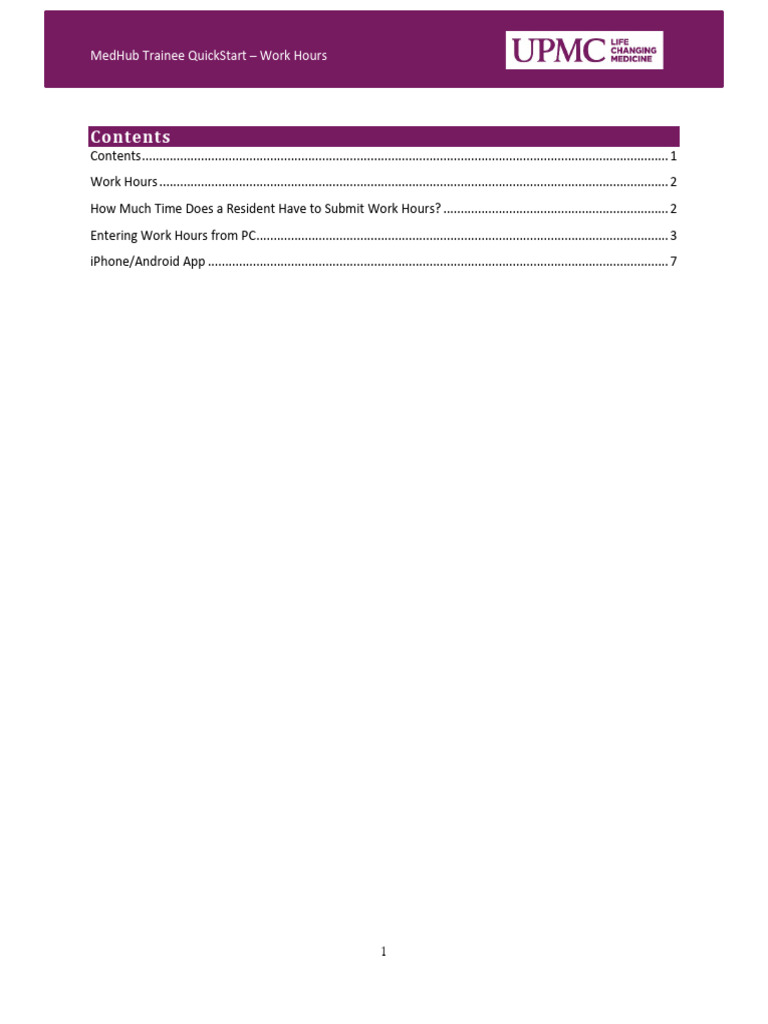 UPMC - Medhub - Trainee - Quickstart - Work - Hou | PDF | Google Play ...