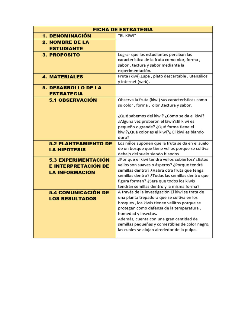 FICHA DE ESTRATEGIA-juliette Gonzales Fuentes | PDF