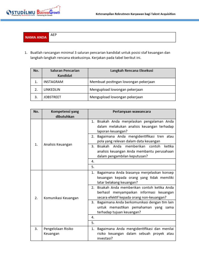 Aep Saepulloh Lembar Kerja Unjuk Keterampilan - Studilmu - Keterampilan ...