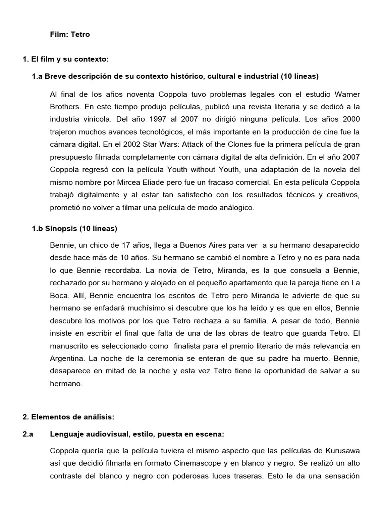 Analisis Tetro | PDF