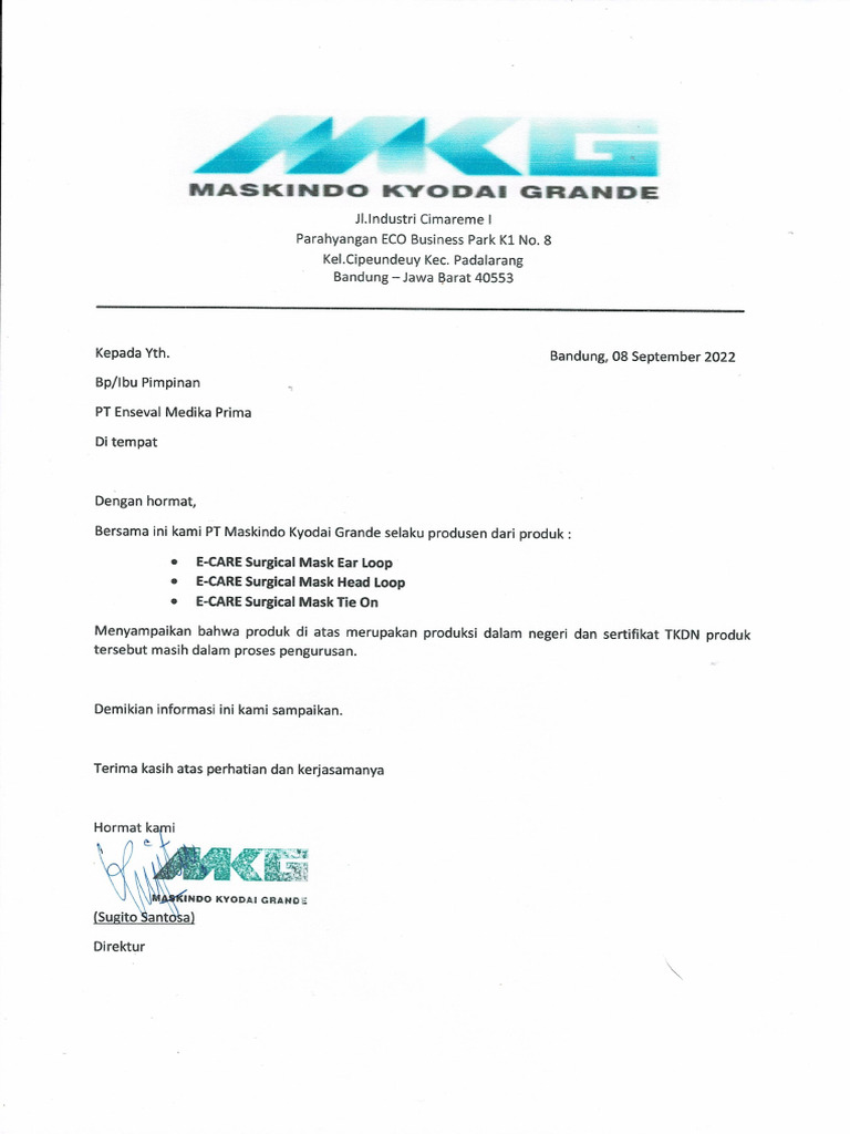 Surat TKDN Dalam Proses Emp 2 | PDF