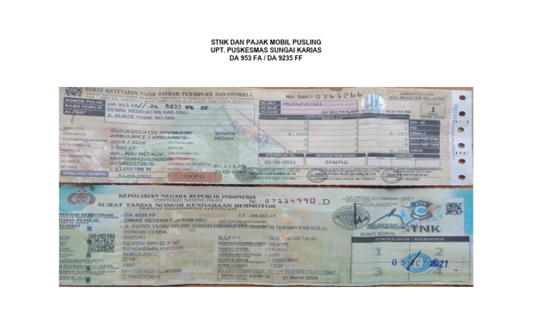 STNK Dan Pajak Mobil Pusling | PDF