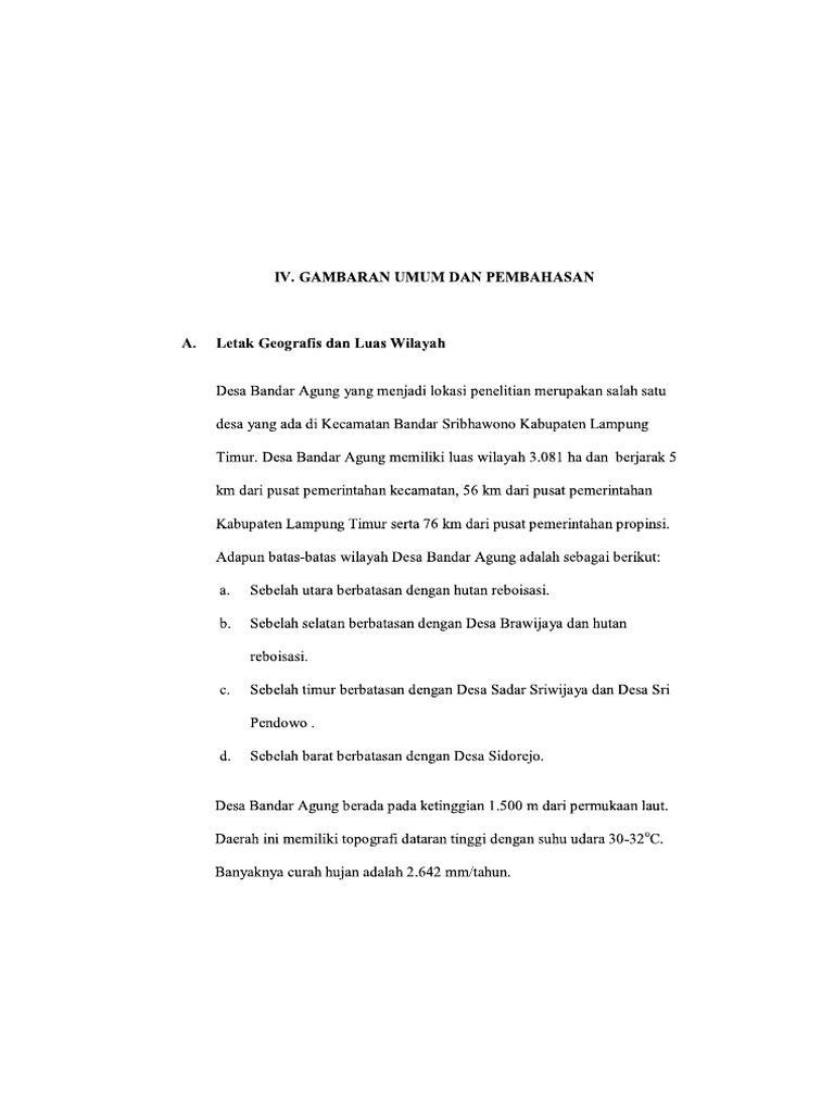 Gambaran Umum Desa Bandar Agung | PDF