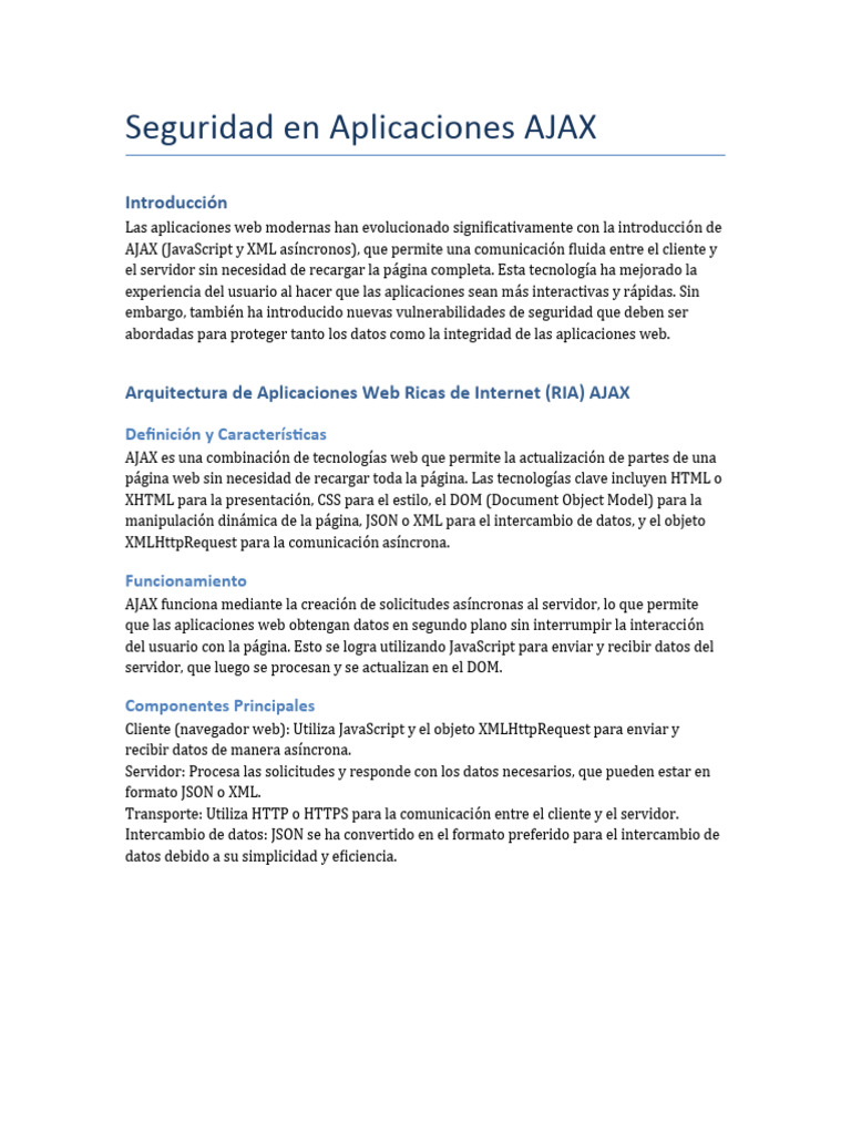 Seguridad En Aplicaciones Ajax Pdf Ajax Programación Json 