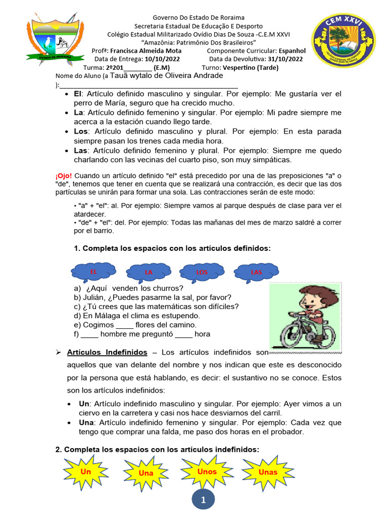 Artículos y Pronombres en Español | PDF | Plural | Sustantivo